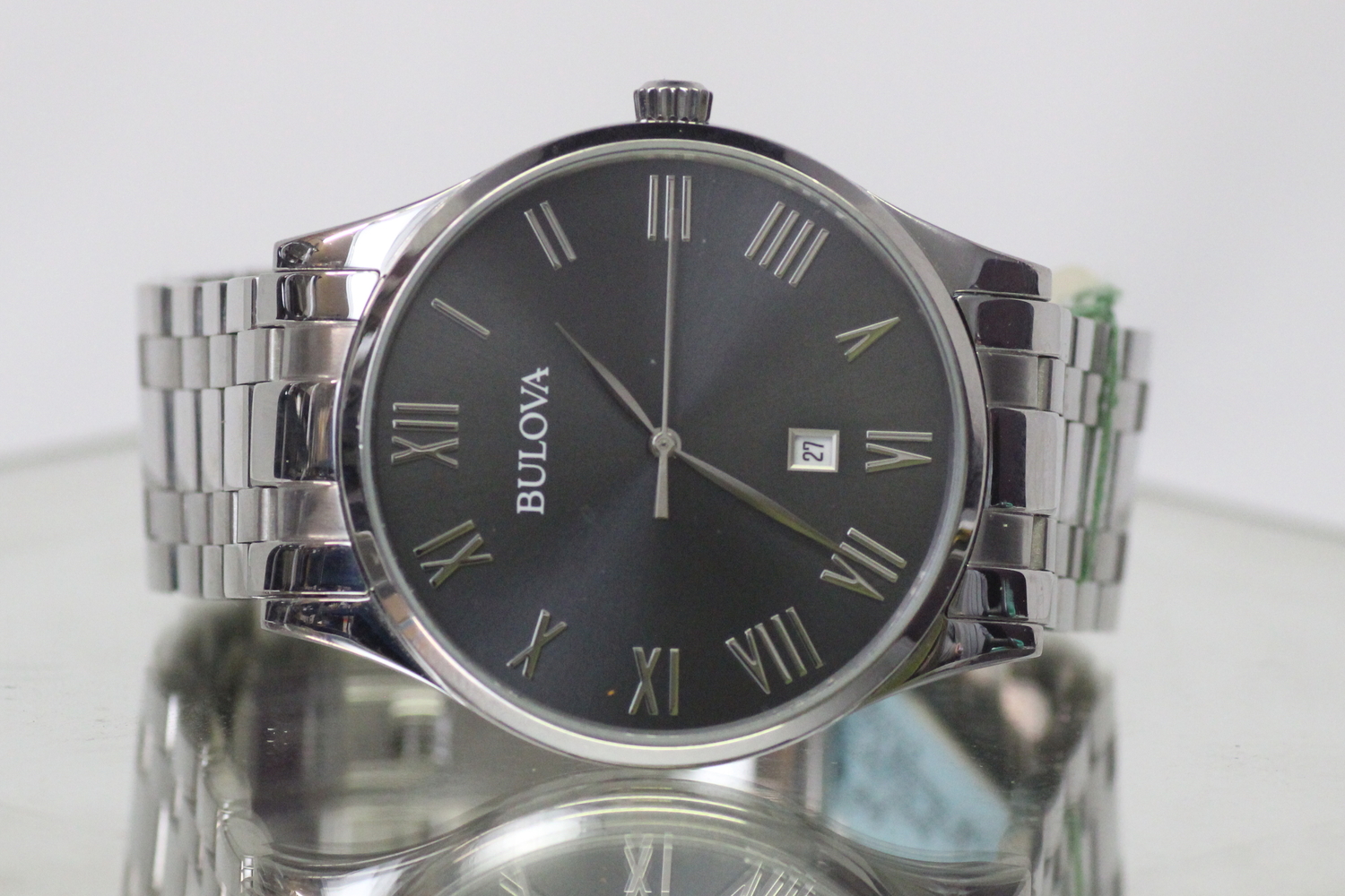 Bulova Men's Classic Silver Stainless Steel Gray Dial 40mm Watch, model ...