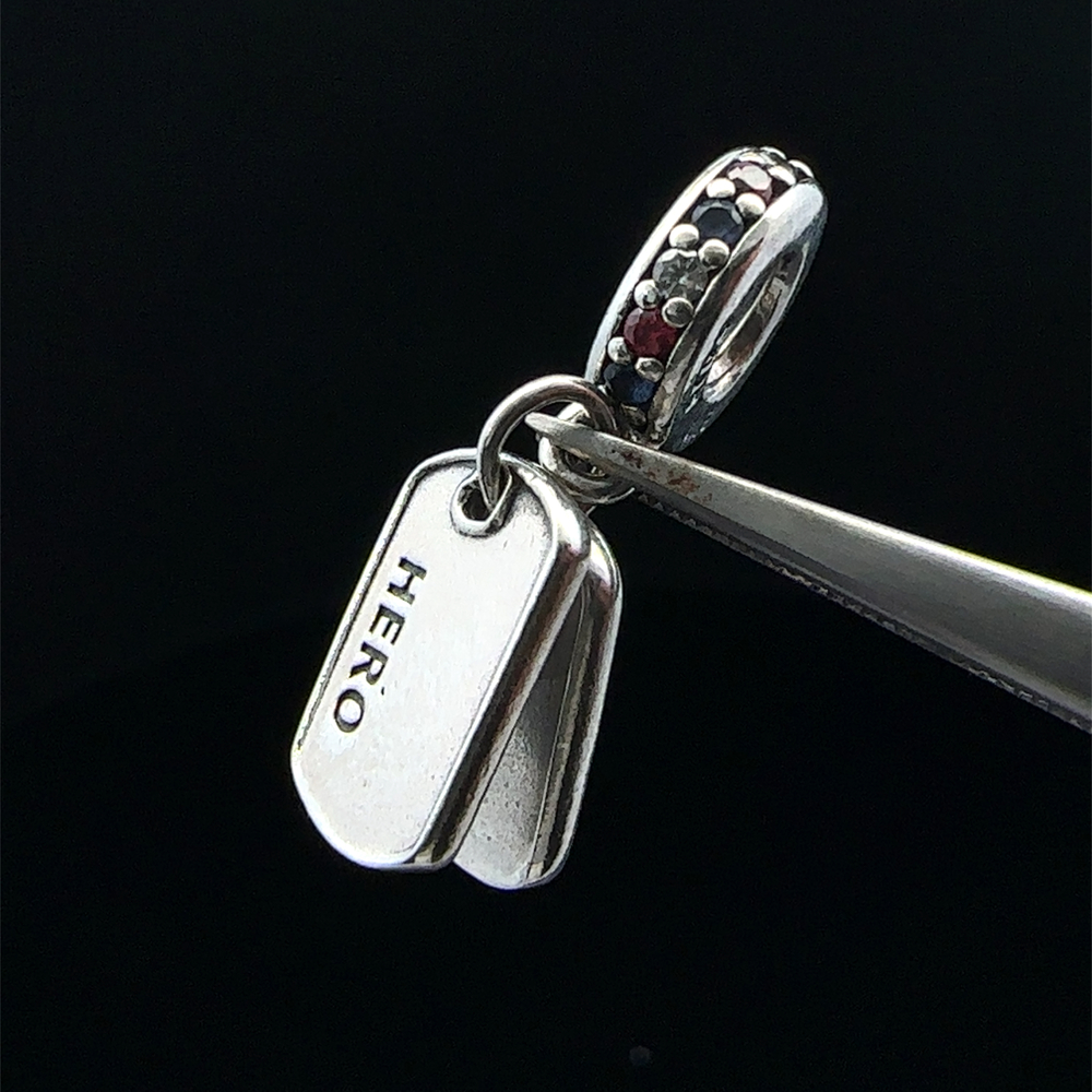 Authentic Retired Pandora 925 Ale Military Hero Dog Tag Dangle Charm ...