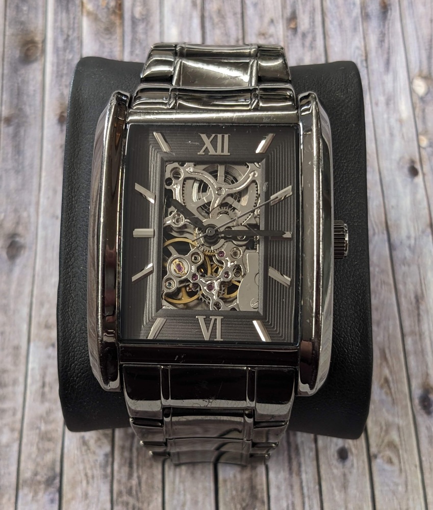 Relic by Fossil Automatic Skeleton Rectangle Gunmetal Watch | Gold Rush ...